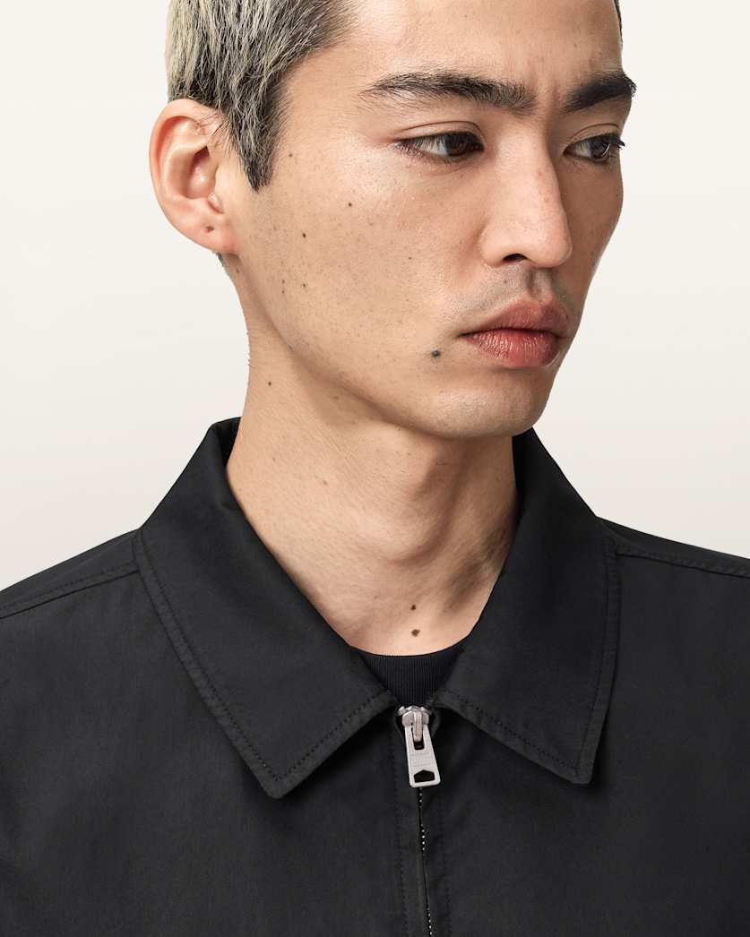 Trey Black Ramskull Pointed Collar Jacket Jet Black | ALLSAINTS US
